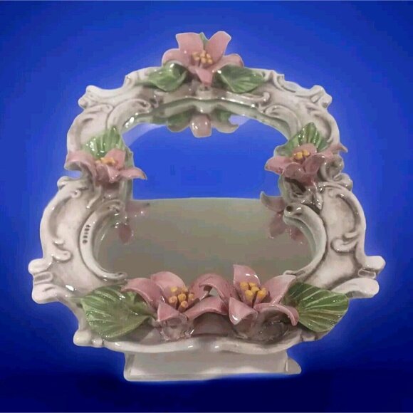 Capodimonte | Accents | Vintage Capodimonte Mirror Floral Design Italy ...